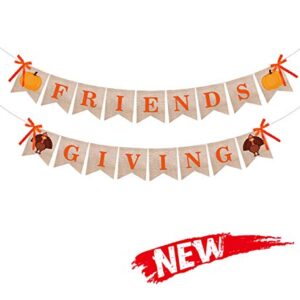 Friendsgiving Party Decorations，Thanksgiving Decorations，Friendsgiving Decorations Supplies，Thanksgiving Pumpkin and Turkey Banner,Thanksgiving Friendship Party Decorations