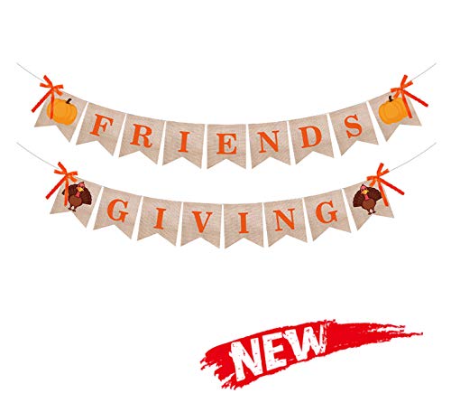 Friendsgiving Party Decorations，Thanksgiving Decorations，Friendsgiving Decorations Supplies，Thanksgiving Pumpkin and Turkey Banner,Thanksgiving Friendship Party Decorations