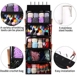 Yarn Storage Organizer Container with Crochet Bag, 5 Layer Separable Large Clear Yarn Bag Organizer for Crochet Hooks, Hanging Yarn Storage Knitting Storage Organizer (3 compartments)