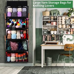 Yarn Storage Organizer Container with Crochet Bag, 5 Layer Separable Large Clear Yarn Bag Organizer for Crochet Hooks, Hanging Yarn Storage Knitting Storage Organizer (3 compartments)