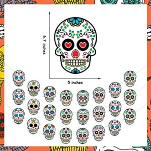 3 Pack of Day of The Dead Garlands, Dia De Los Muertos Banner Decorations, Sugar Skull Supplies for Mexican Death Day Fiesta Carnival Party