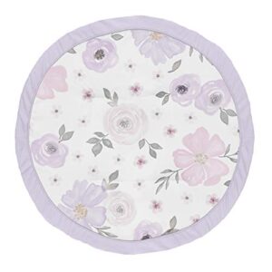 sweet jojo designs lavender purple, pink, grey and white shabby chic playmat tummy time baby and infant play mat for watercolor floral collection – rose flower