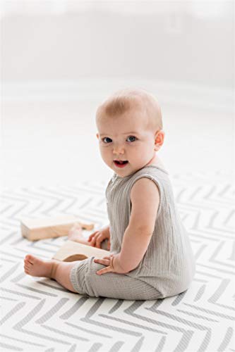 Baby Play Mat | One-Piece Reversible Foam Floor Mat | Large | Eco-Friendly | Extra Soft | Non-Toxic | Baby | Toddlers | Kids (Grey Dash + Diamond, Large)