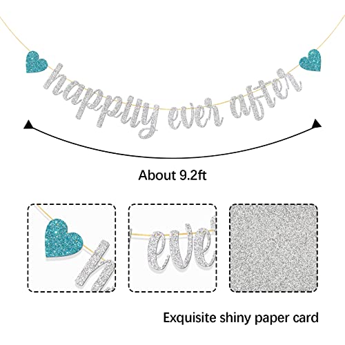 Silver Glitter Happily Ever After Banner Bridal Shower Engagement Perfect Wedding Mr and Mrs Party Decorations