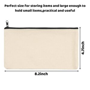 QUEEN KING 44 Pieces Blank Craft DIY Canvas Bags, 24pcs Canvas Zipper Pouch Bags and 8pcs White Template with 12pcs Watercolor Pens, Canvas Pencil Pouch Canvas Makeup Bags for Girls Teens (4.7*8.3in)