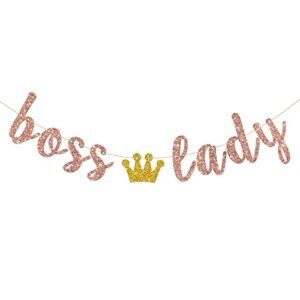 innoru boss lady banner, girls queen women birthday party decorations, baby shower, girls 1st birthday banner, gender reveal party decorations rose gold glitter