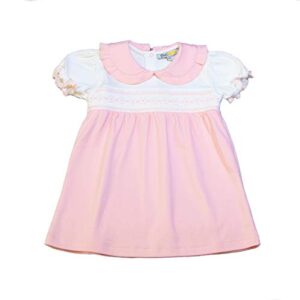 Dakomoda Baby Girls' 100% Organic Pima Cotton Dress - Pink Smocked Easter Dress Diaper Cover 9-12