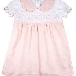 Dakomoda Baby Girls' 100% Organic Pima Cotton Dress - Pink Smocked Easter Dress Diaper Cover 9-12