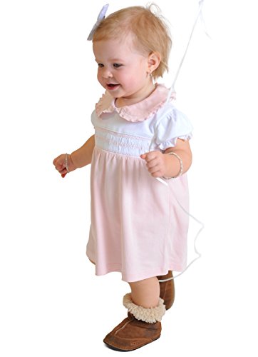 Dakomoda Baby Girls' 100% Organic Pima Cotton Dress - Pink Smocked Easter Dress Diaper Cover 9-12