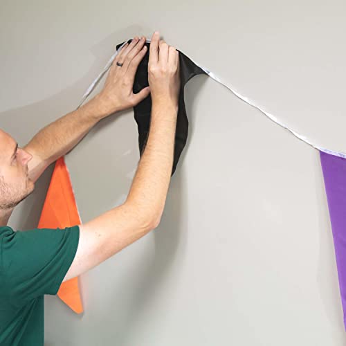 Halloween Pennant Banner - 48 Flags, 100 Feet, Orange, Black, & Purple - Festive Seasonal Decoration for Halloween, Birthday Parties, Classrooms, Crafts