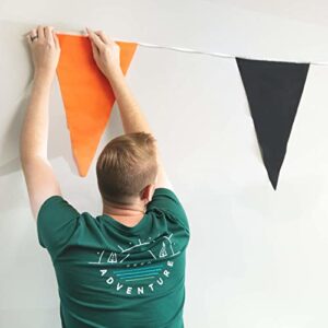 Halloween Pennant Banner - 48 Flags, 100 Feet, Orange, Black, & Purple - Festive Seasonal Decoration for Halloween, Birthday Parties, Classrooms, Crafts