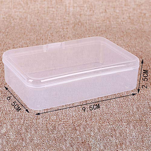 6 Pcs Clear Plastic Storage Containers Small Rectangle Bead Storage Box Case with Hinged Lid for ID Card, Business Card, Jewelry, Pills, and Other Small Items