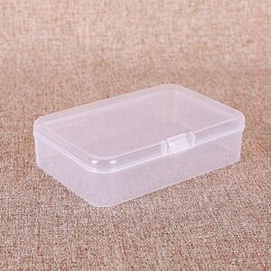 6 Pcs Clear Plastic Storage Containers Small Rectangle Bead Storage Box Case with Hinged Lid for ID Card, Business Card, Jewelry, Pills, and Other Small Items