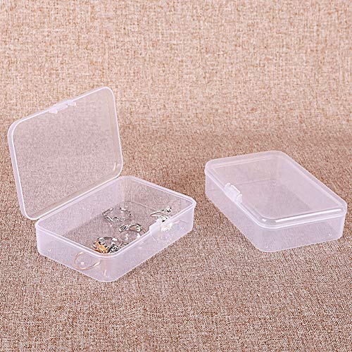 6 Pcs Clear Plastic Storage Containers Small Rectangle Bead Storage Box Case with Hinged Lid for ID Card, Business Card, Jewelry, Pills, and Other Small Items