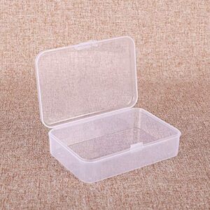 6 Pcs Clear Plastic Storage Containers Small Rectangle Bead Storage Box Case with Hinged Lid for ID Card, Business Card, Jewelry, Pills, and Other Small Items