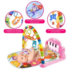 Baby Play Mat Activity Gym with Kick Piano Keyboard, Baby Jungle Gym Mat Designed with Colorful and Detachable Baby Toys in Activity Center for Tummy Time Boys and Girls Aged 0 to 3 to 12 Months