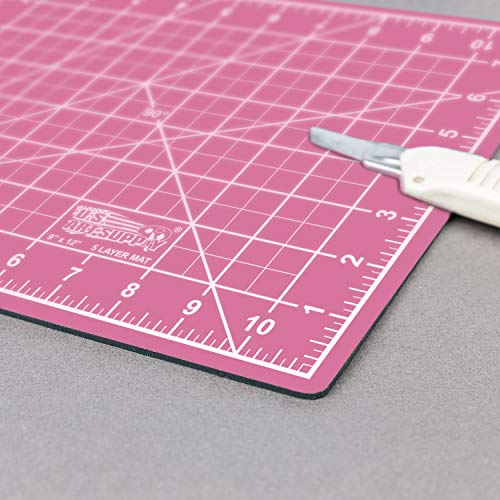 US Art Supply 9" x 12" Pink/Blue Professional Self Healing 5-Ply Double Sided Durable Non-Slip Cutting Mat Great for Scrapbooking, Quilting, Sewing and all Arts & Crafts Projects