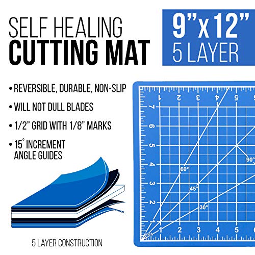 US Art Supply 9" x 12" Pink/Blue Professional Self Healing 5-Ply Double Sided Durable Non-Slip Cutting Mat Great for Scrapbooking, Quilting, Sewing and all Arts & Crafts Projects