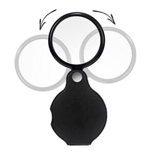 Hestya 10X Mini Magnifying Glass Folding Pocket Magnifier Bigeye Glass Loupe with Black Rotating Protective Holster for Reading Newspaper, Book, Magazine, Science Class, Hobby, Jewelry (4)