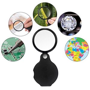 Hestya 10X Mini Magnifying Glass Folding Pocket Magnifier Bigeye Glass Loupe with Black Rotating Protective Holster for Reading Newspaper, Book, Magazine, Science Class, Hobby, Jewelry (4)