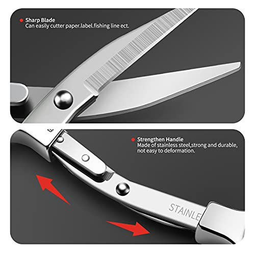 Folding Scissors, 2 PCS Secure Portable Keychain Travel Scissors, Stainless Steel Retractable Knife, Secure Portable Travel Travel Scissors for Home, Office, Fishing