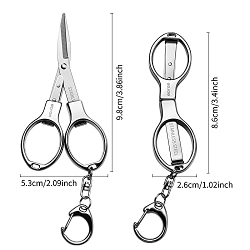 Folding Scissors, 2 PCS Secure Portable Keychain Travel Scissors, Stainless Steel Retractable Knife, Secure Portable Travel Travel Scissors for Home, Office, Fishing