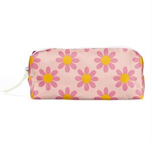 pencil pouch pencil case pencil bag pen case pouch box organizer for teen girls boys school students men women waterproof zipper pouch for office supplies makeup, 70s retro hippie daisy flower decor