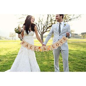 Cieovo Jute Burlap Fall in Love Banner with Maple Rustic Fall Autumn Wedding Engagement Bridal Shower Garland Engagement Party Decoration