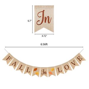 Cieovo Jute Burlap Fall in Love Banner with Maple Rustic Fall Autumn Wedding Engagement Bridal Shower Garland Engagement Party Decoration