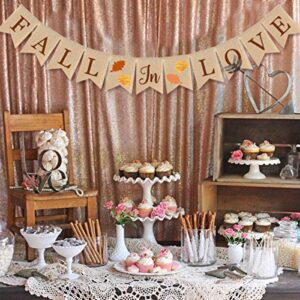 Cieovo Jute Burlap Fall in Love Banner with Maple Rustic Fall Autumn Wedding Engagement Bridal Shower Garland Engagement Party Decoration