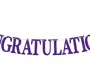 Purple Glitter Congratulations Banner, Congrats Grad/Class of 2023/So Proud of You, 2023 Graduation Party Supplies Decorations