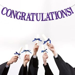 Purple Glitter Congratulations Banner, Congrats Grad/Class of 2023/So Proud of You, 2023 Graduation Party Supplies Decorations