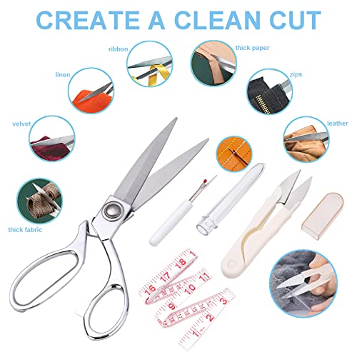 Wild & Bold Scissors All Purpose 8"Silver Fabric Sewing Scissors Professional Scissors Heavy Duty with Ultra Sharp Stainless Steel Blade Shears Left Handed Scissors For Office Craft Scissors(Silver)