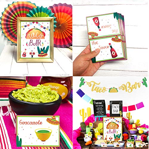 Homond Taco Bar Decoration Kit, Taco Bar Banner Sign Tents Garland for Fiesta Mexican Cinco De Mayo Themed Party, Bachelorette Bridal Shower, 22pcs.