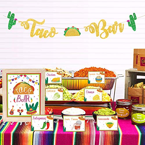 Homond Taco Bar Decoration Kit, Taco Bar Banner Sign Tents Garland for Fiesta Mexican Cinco De Mayo Themed Party, Bachelorette Bridal Shower, 22pcs.