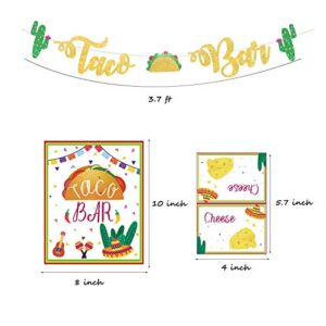 Homond Taco Bar Decoration Kit, Taco Bar Banner Sign Tents Garland for Fiesta Mexican Cinco De Mayo Themed Party, Bachelorette Bridal Shower, 22pcs.