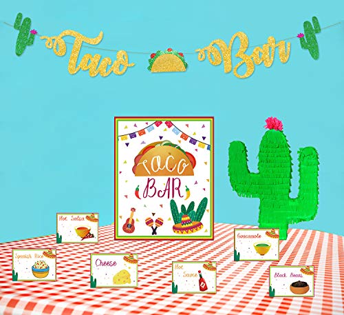 Homond Taco Bar Decoration Kit, Taco Bar Banner Sign Tents Garland for Fiesta Mexican Cinco De Mayo Themed Party, Bachelorette Bridal Shower, 22pcs.