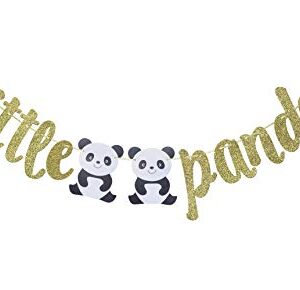 Little Panda Banner Sign Garland for Baby Shower Birthday Party Decor Zoo or Safari Theme Party Photo Prop Backdrop (Gold)