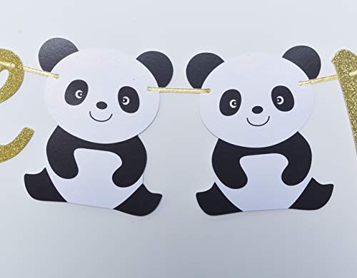 Little Panda Banner Sign Garland for Baby Shower Birthday Party Decor Zoo or Safari Theme Party Photo Prop Backdrop (Gold)