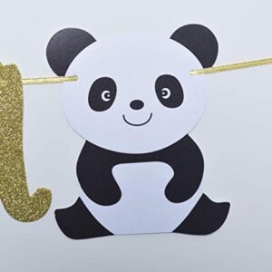 Little Panda Banner Sign Garland for Baby Shower Birthday Party Decor Zoo or Safari Theme Party Photo Prop Backdrop (Gold)