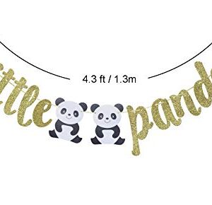 Little Panda Banner Sign Garland for Baby Shower Birthday Party Decor Zoo or Safari Theme Party Photo Prop Backdrop (Gold)