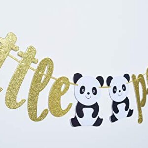 Little Panda Banner Sign Garland for Baby Shower Birthday Party Decor Zoo or Safari Theme Party Photo Prop Backdrop (Gold)