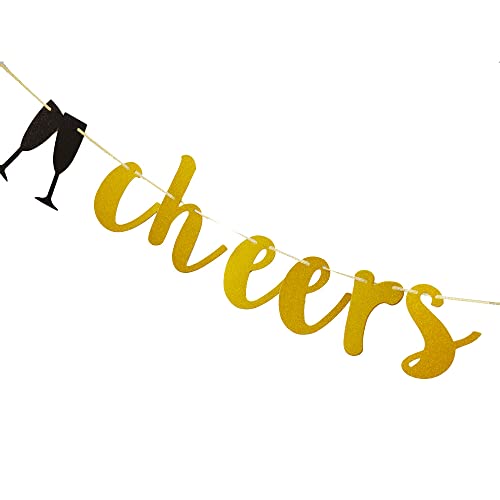 Cheers To 11 Years Fun Gold Banner Sign for 11th Birthday / Anniversary Party Bunting Supplies Decorations Garlands