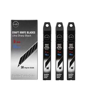 Beaditive Detail Craft Knife Blades (30 pcs) - 30 Degree Snap-Off Utility Knife Blade - Art, Craft, Model Making (Ultra Sharp Black)