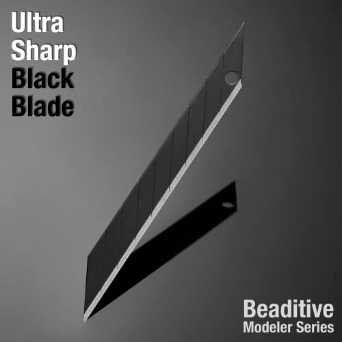 Beaditive Detail Craft Knife Blades (30 pcs) - 30 Degree Snap-Off Utility Knife Blade - Art, Craft, Model Making (Ultra Sharp Black)