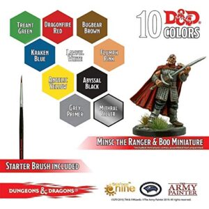 The Army Painter Dungeons and Dragons Adventurers Paint Set Bundle with Nolzur's Marvelous Brush Set - Painting Set for Model Miniature Painting with 10 Warpaints and 1 D&D Minsc & Boo Miniature