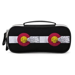 flag of colorado printed pencil case bag stationery pouch with handle portable makeup bag desk organizer