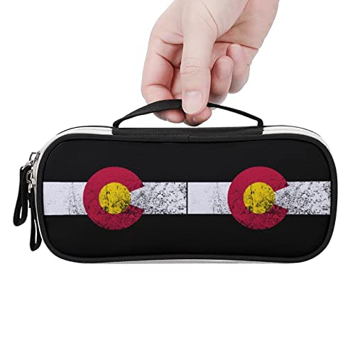 Flag of Colorado Printed Pencil Case Bag Stationery Pouch with Handle Portable Makeup Bag Desk Organizer