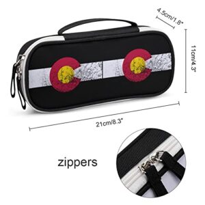 Flag of Colorado Printed Pencil Case Bag Stationery Pouch with Handle Portable Makeup Bag Desk Organizer