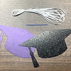 Graduation Decorations Purple Black 2023 /4pcs Graduation Hat Banner Garlands Purple Black for Class of 2023 Graduation Party Supplies/Purple Graduation Decor